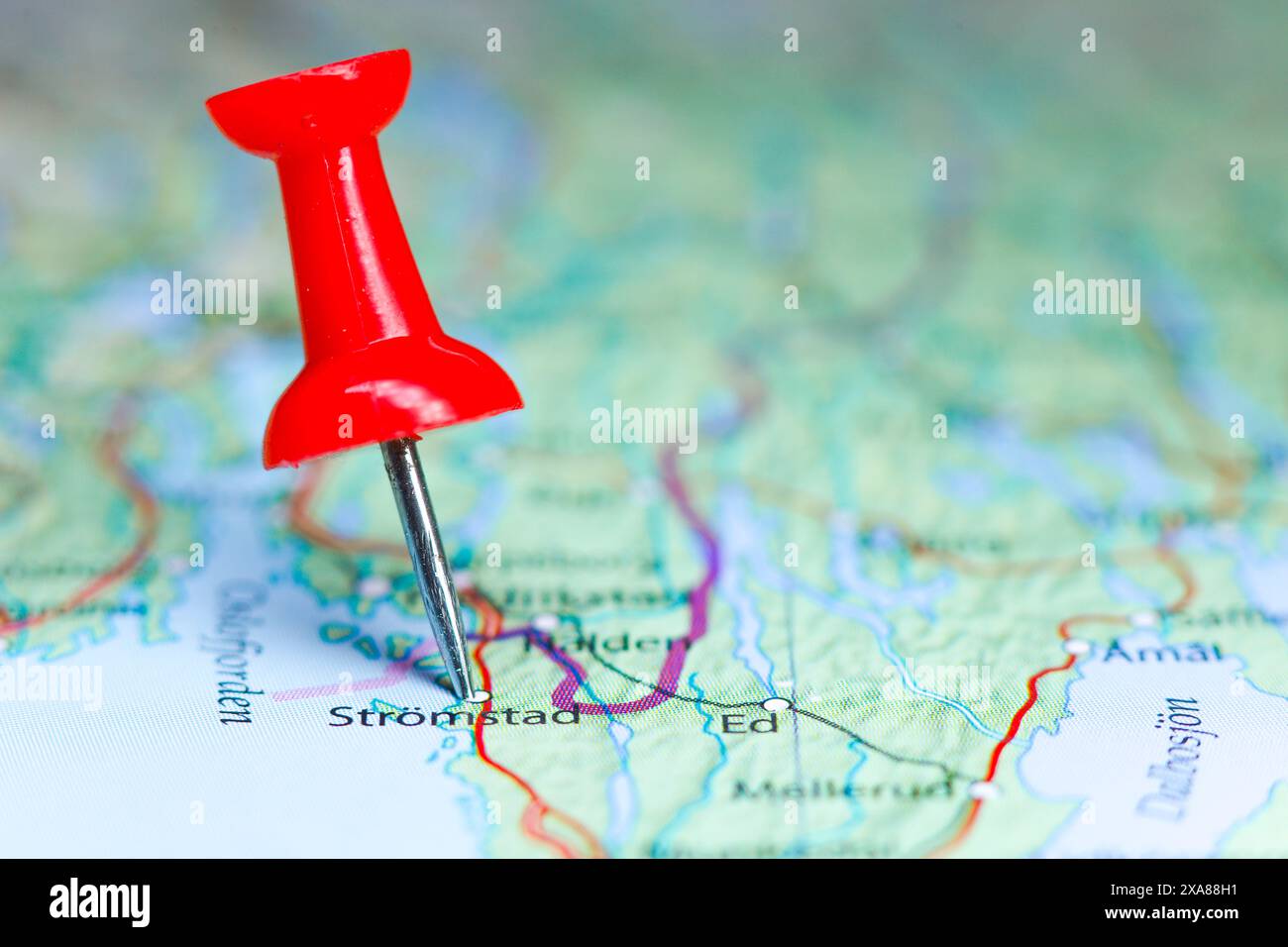 Stromstad, Sweden pin on map Stock Photo - Alamy