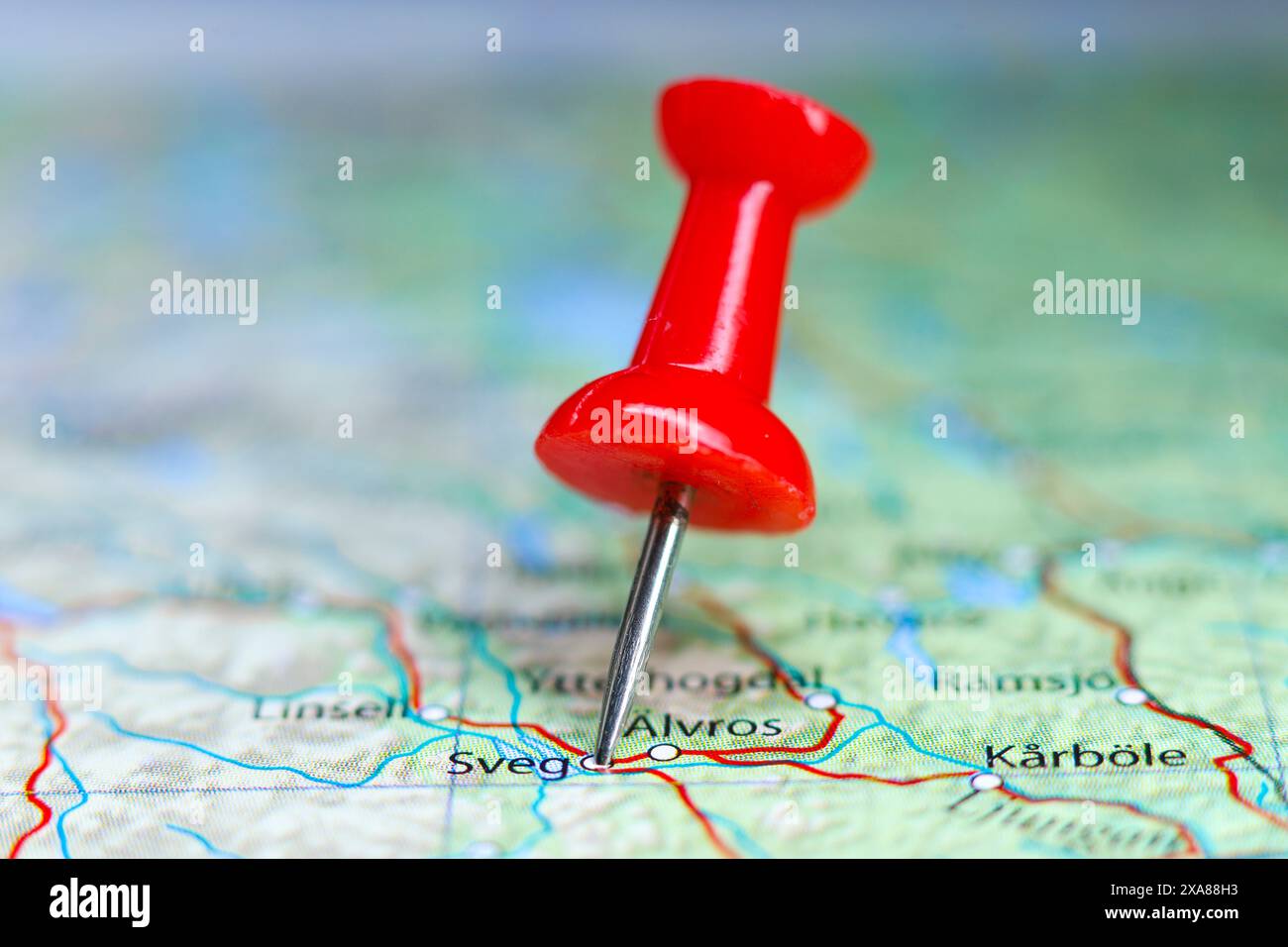 Sveg, Sweden pin on map Stock Photo - Alamy
