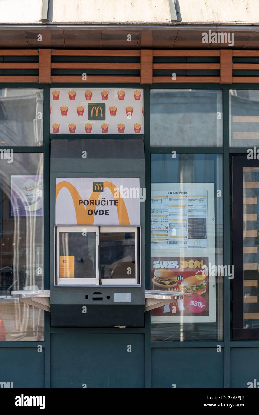 Exterior of a McDonald's fast food store in Belgrade, Serbia. April ...