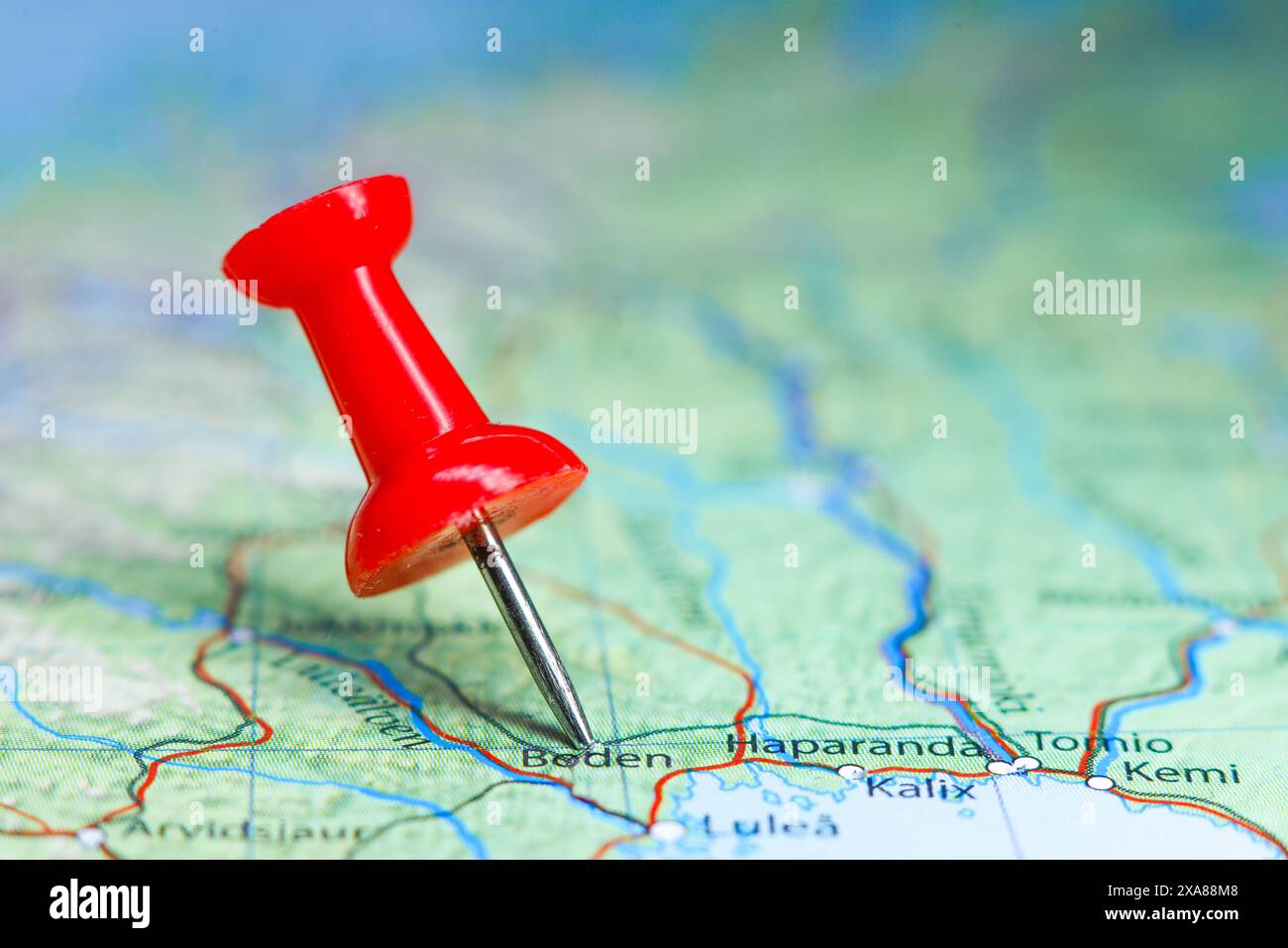 Boden, Sweden pin on map Stock Photo - Alamy