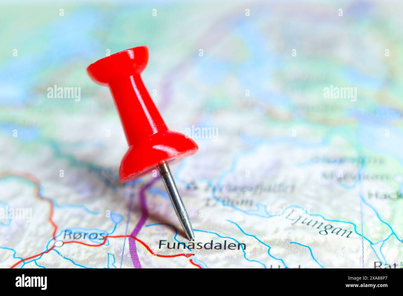 Funasdalen, Sweden pin on map Stock Photo - Alamy