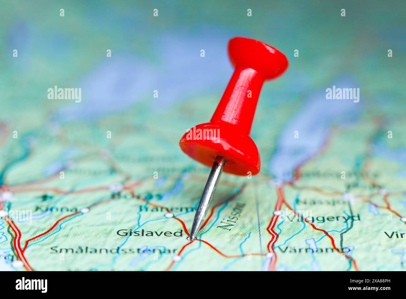 Gislaved, Sweden pin on map Stock Photo - Alamy