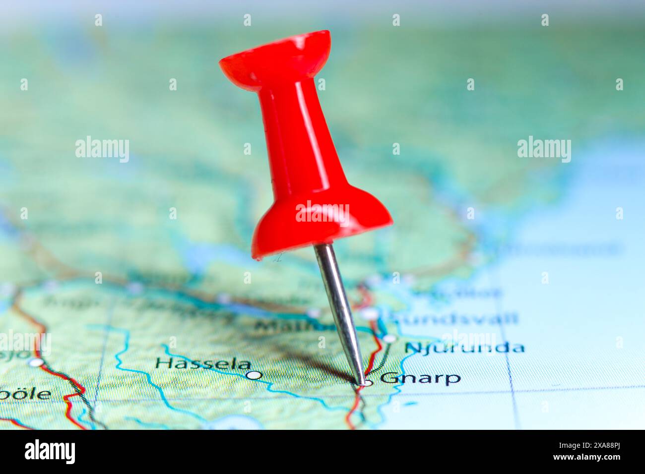 Gnarp, Sweden pin on map Stock Photo - Alamy