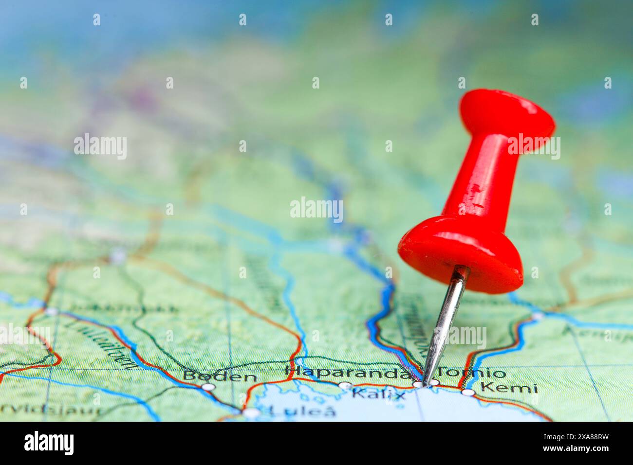 Haparanda, Sweden pin on map Stock Photo - Alamy