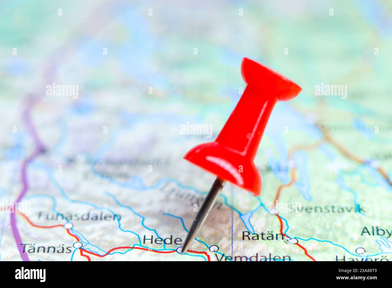 Hede, Sweden pin on map Stock Photo - Alamy