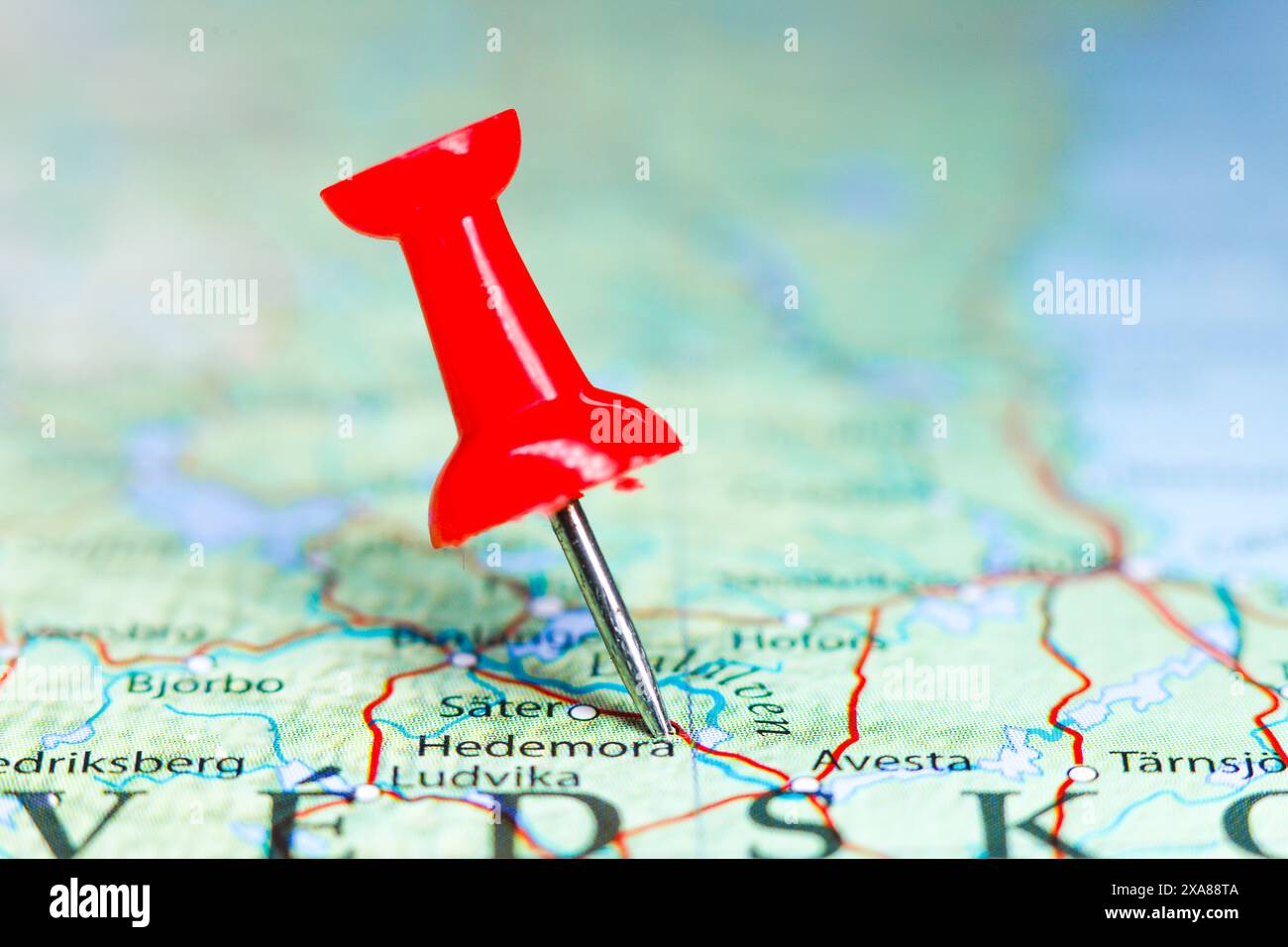 Hedemora, Sweden pin on map Stock Photo - Alamy