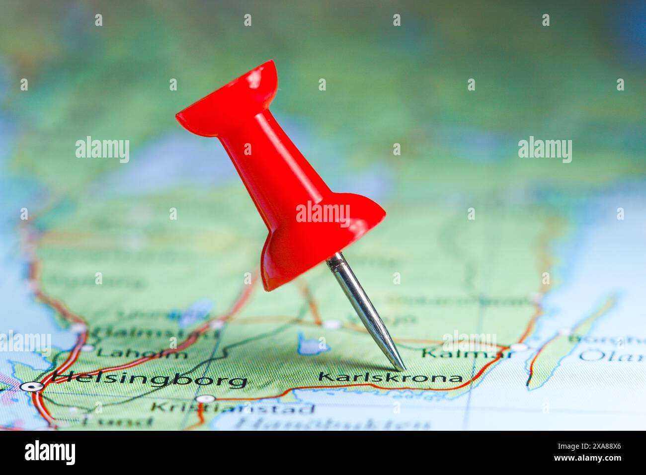Karlskrona, Sweden pin on map Stock Photo - Alamy