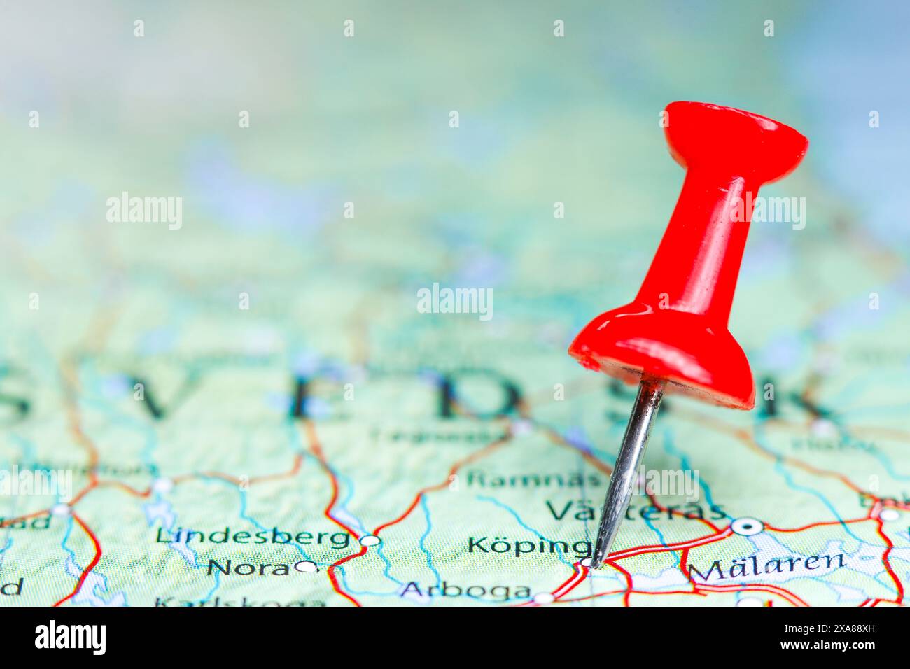 Koping, Sweden pin on map Stock Photo - Alamy