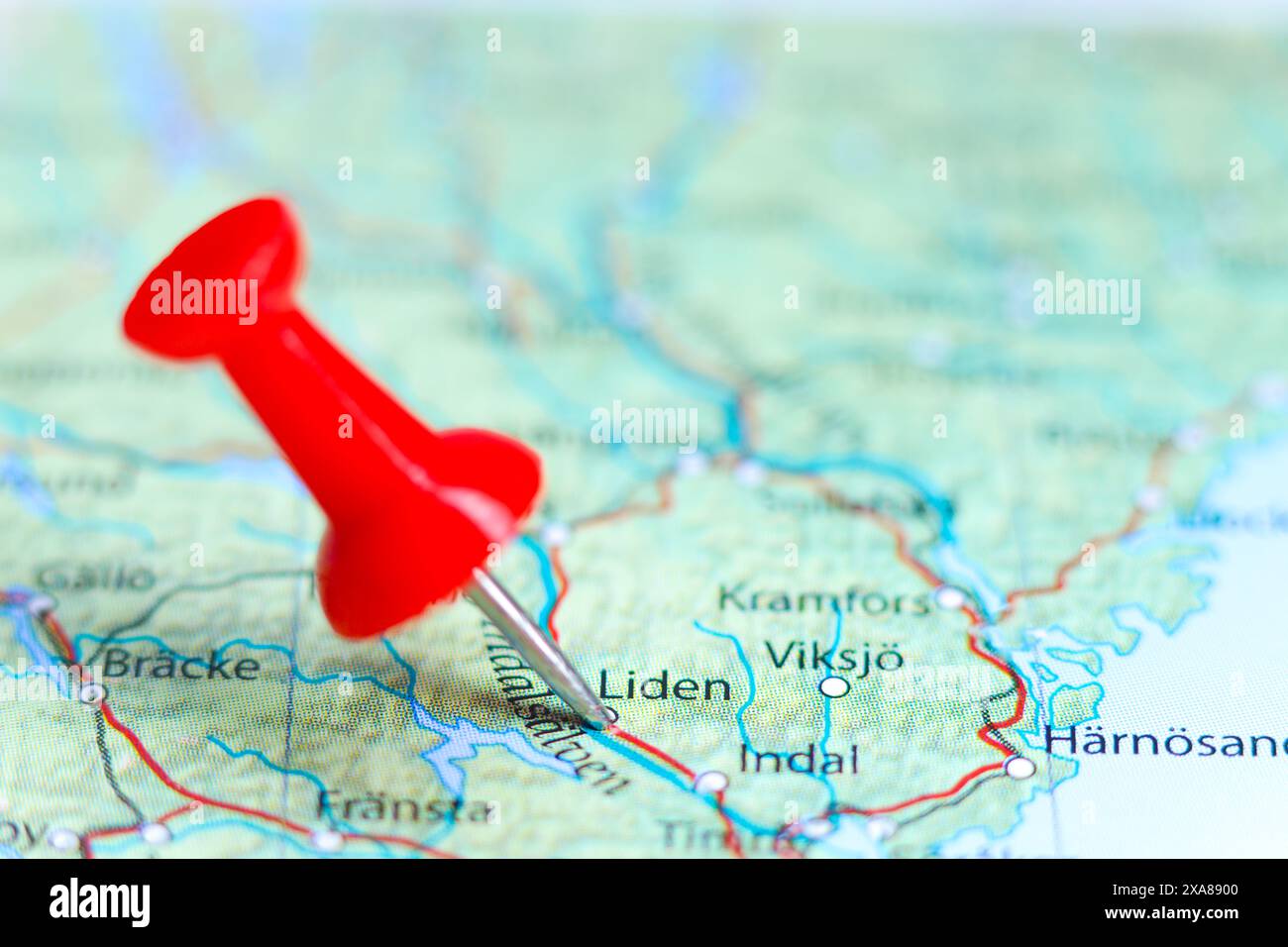 Liden, Sweden pin on map Stock Photo - Alamy