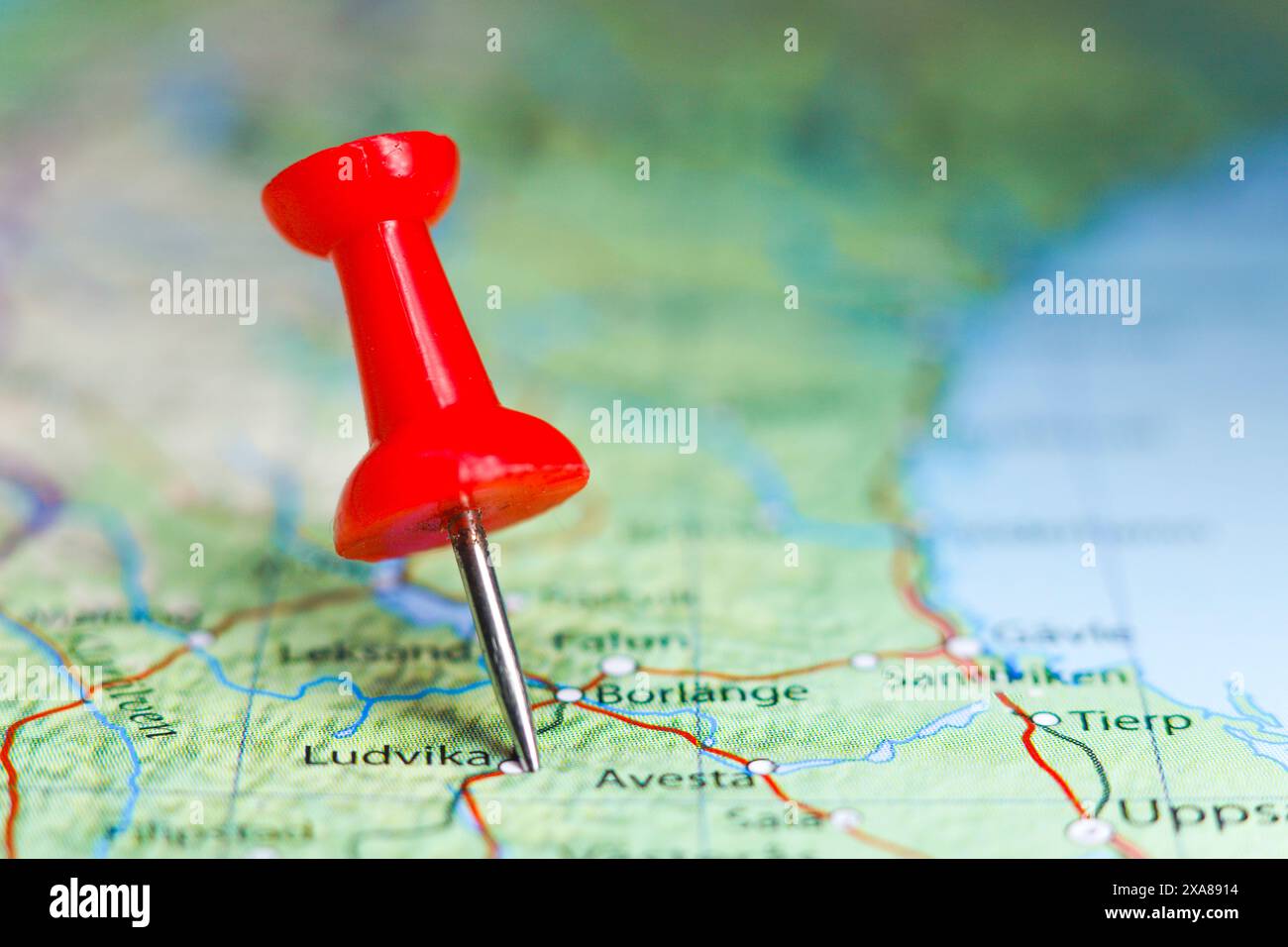 Ludvika, Sweden pin on map Stock Photo - Alamy
