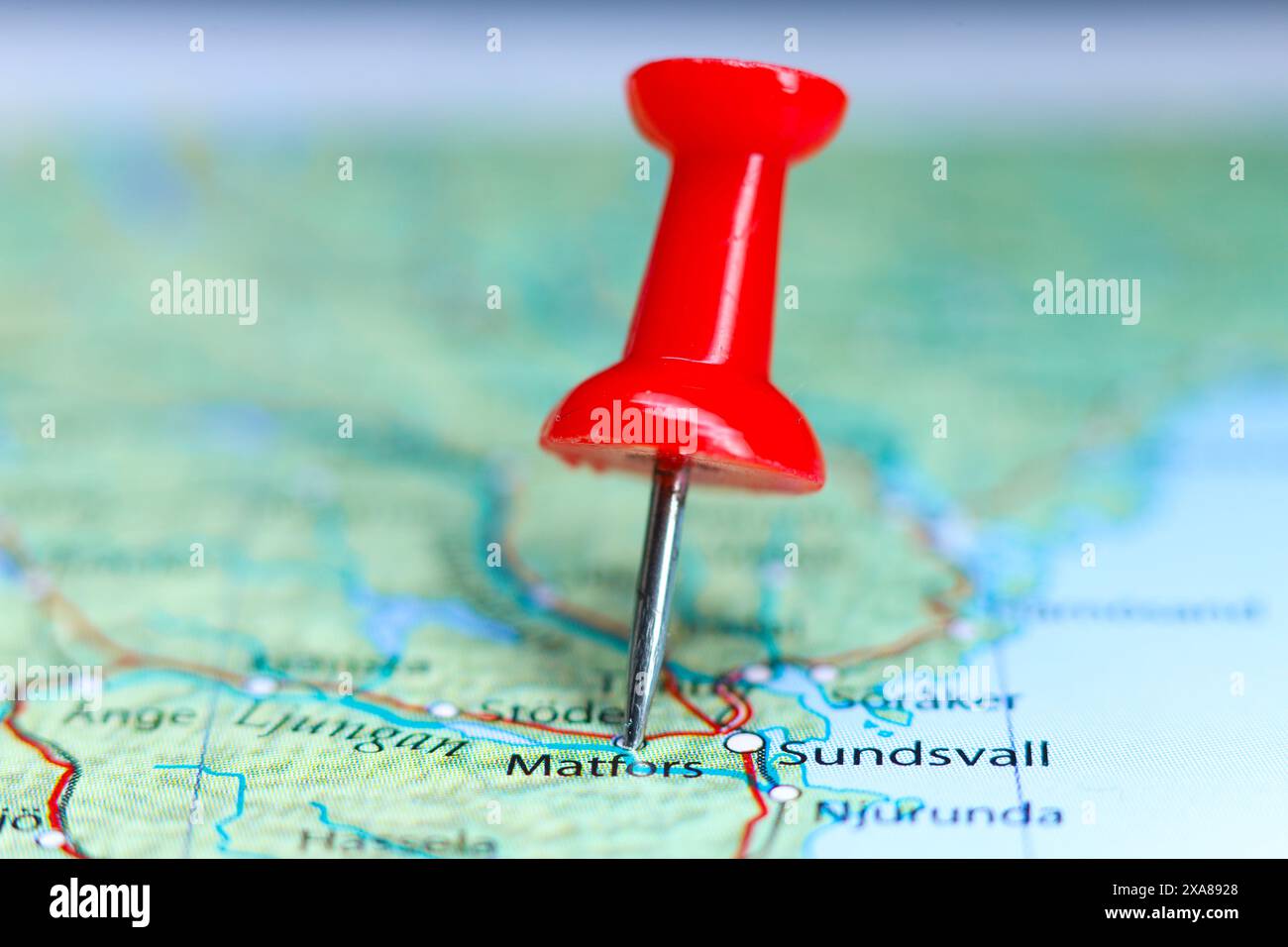 Matfors, Sweden pin on map Stock Photo - Alamy