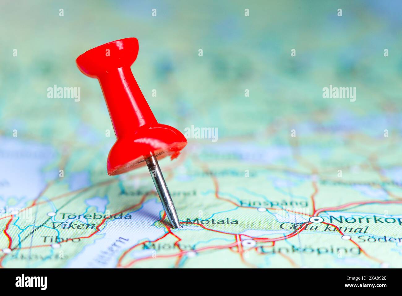 Motala, Sweden pin on map Stock Photo - Alamy