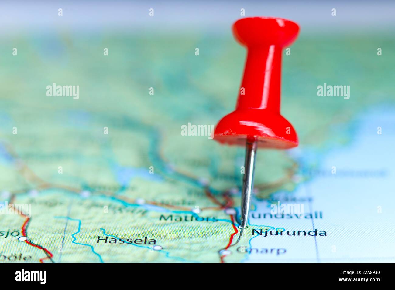 Njurunda, Sweden pin on map Stock Photo - Alamy