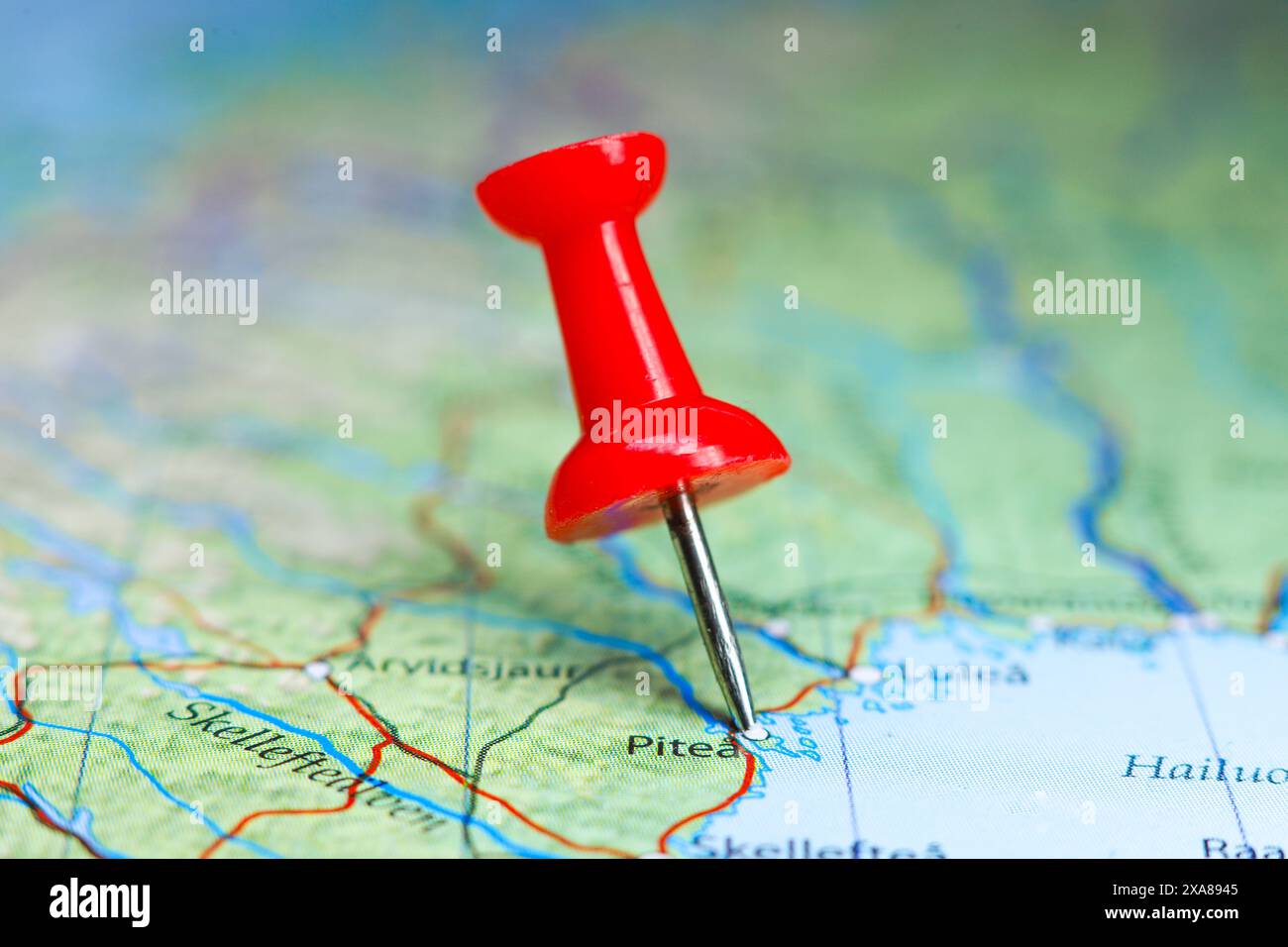 Pitea, Sweden pin on map Stock Photo - Alamy
