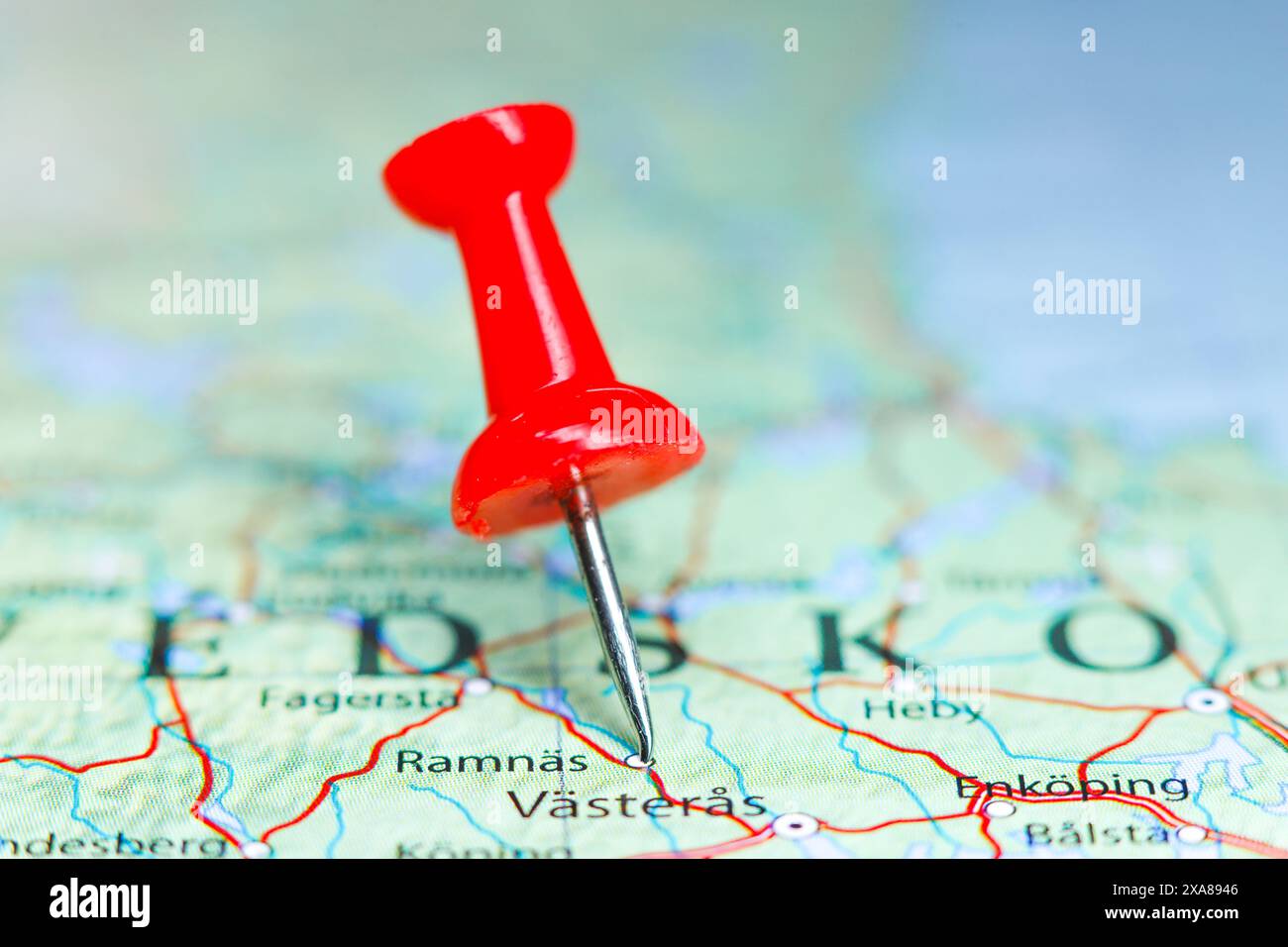 Ramnas, Sweden pin on map Stock Photo - Alamy
