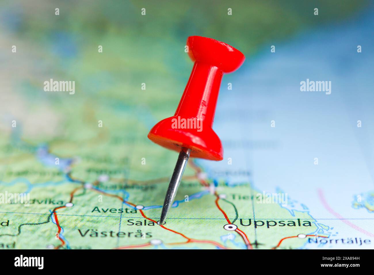 Sala, Sweden pin on map Stock Photo - Alamy