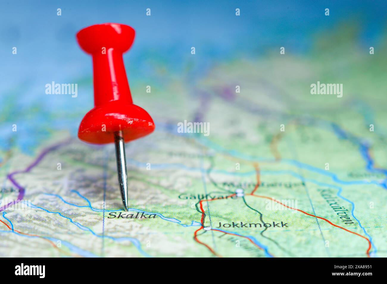 Skalka river, Sweden pin on map Stock Photo - Alamy