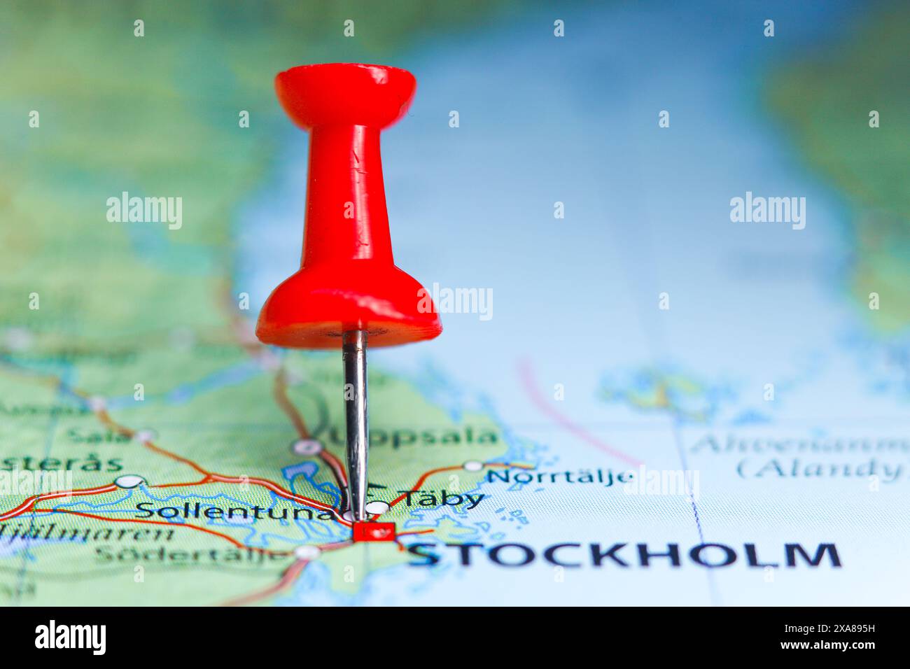 Sollentuna, Sweden pin on map Stock Photo - Alamy