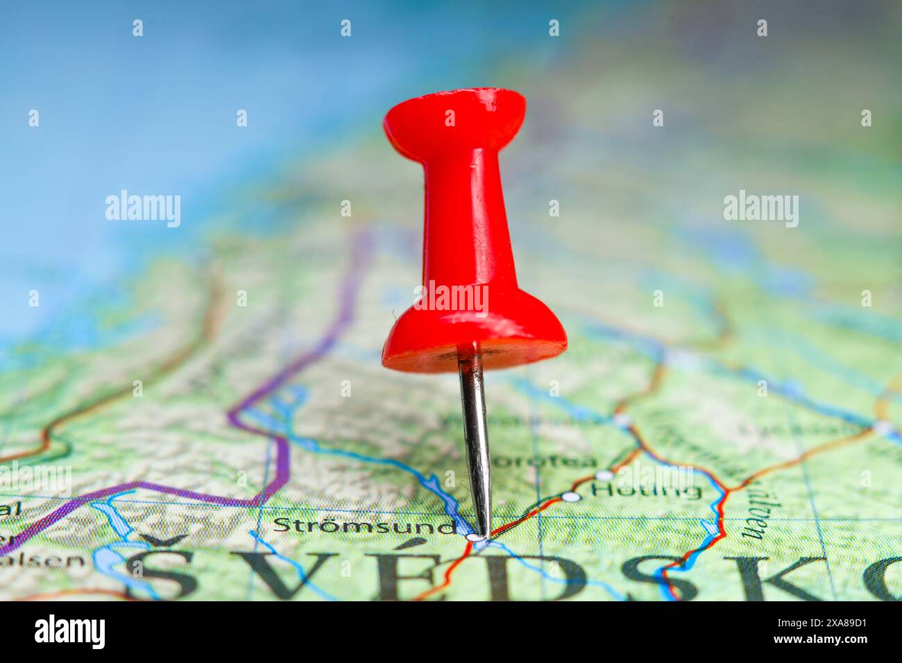 Stromsund, Sweden pin on map Stock Photo - Alamy