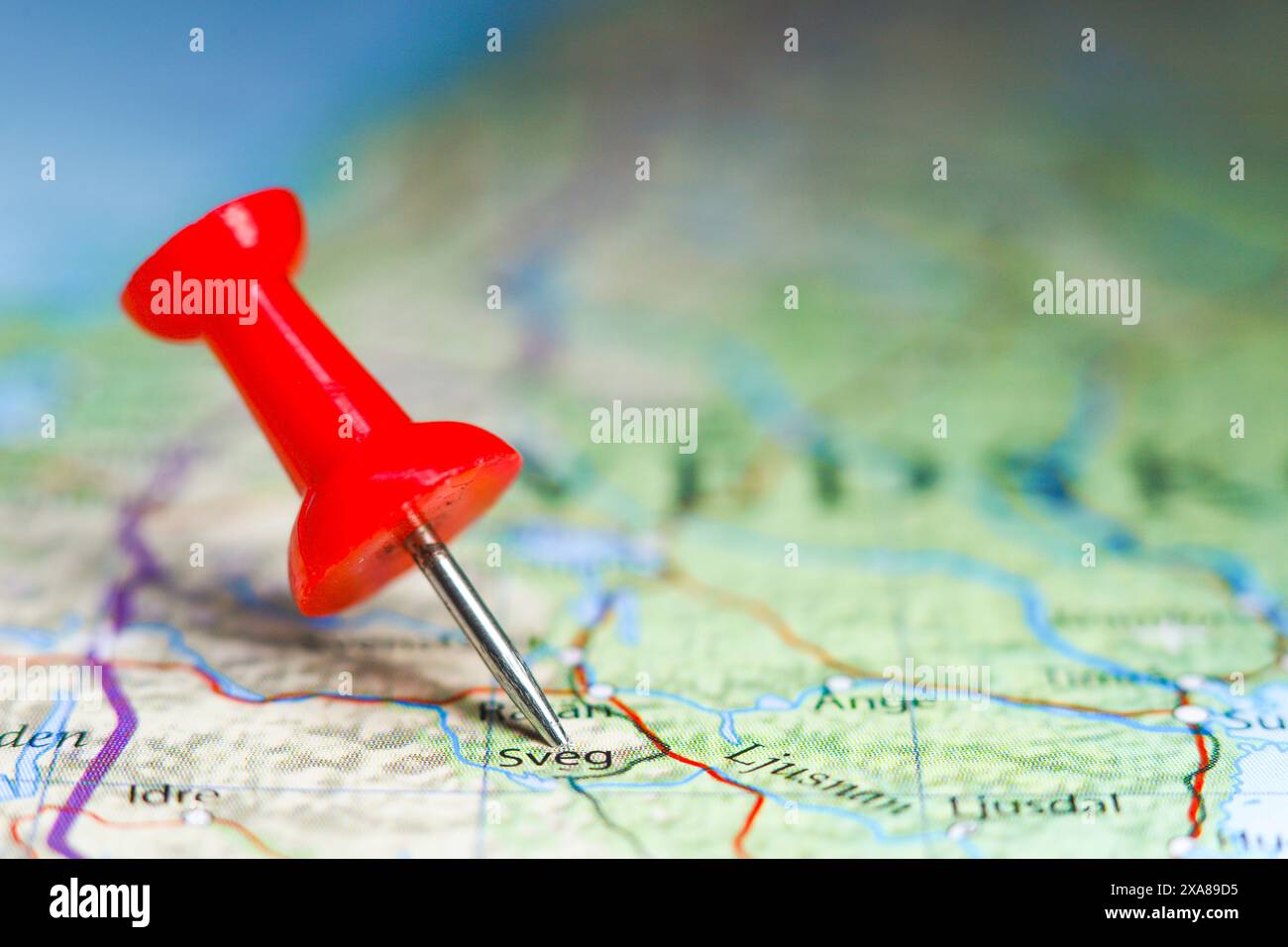 Sveg, Sweden pin on map Stock Photo - Alamy