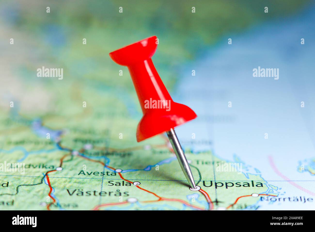 Uppsala, Sweden pin on map Stock Photo - Alamy