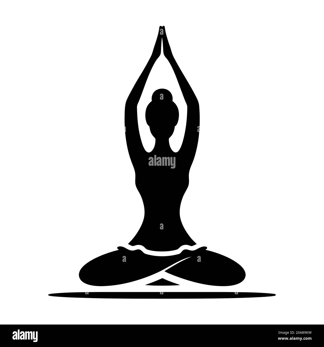 Vector silhouette icon illustration of yoga meditation for wellness ...