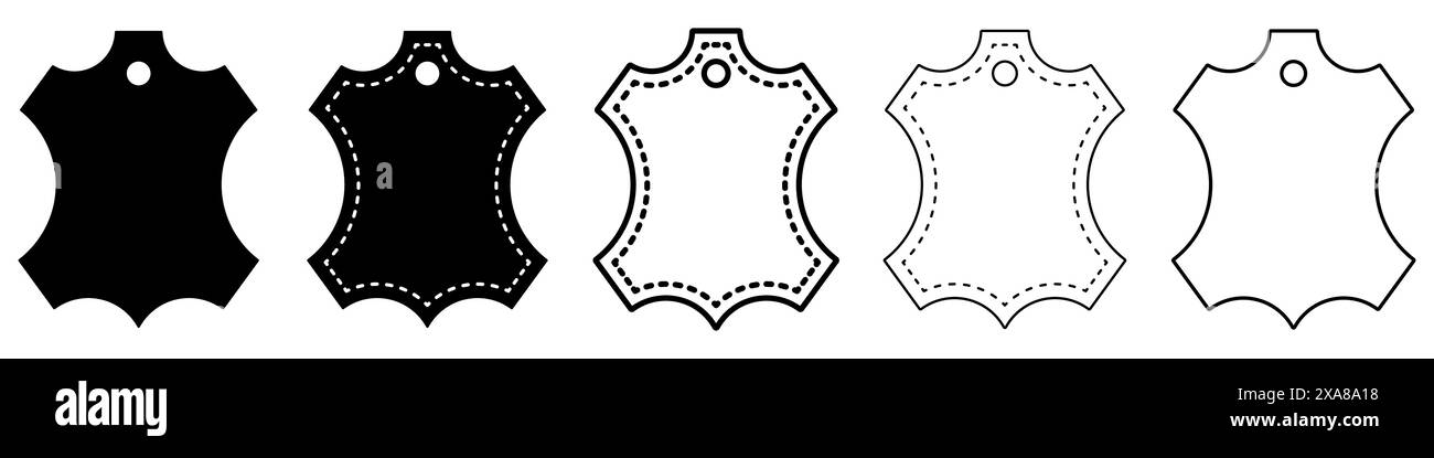 Leather logo icon. Set of black genuine leather symbols. Vector ...