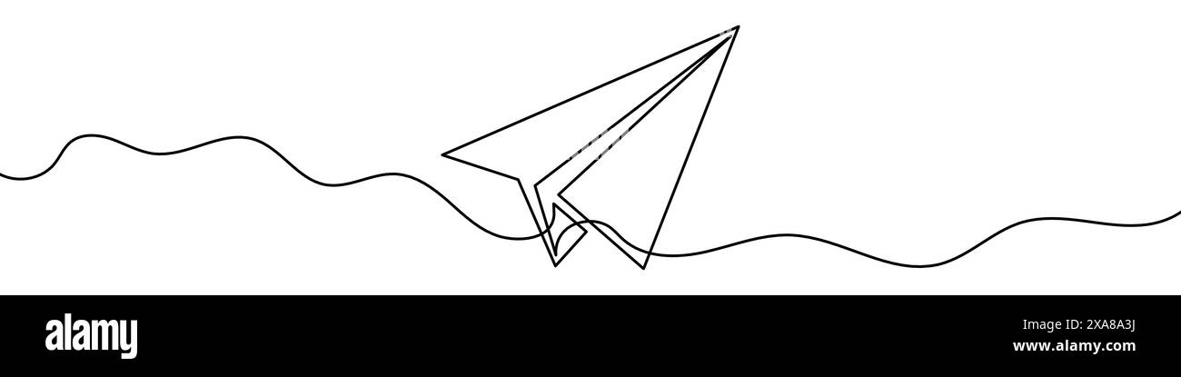 Continuous editable drawing of paper airplane icon. One line drawing ...