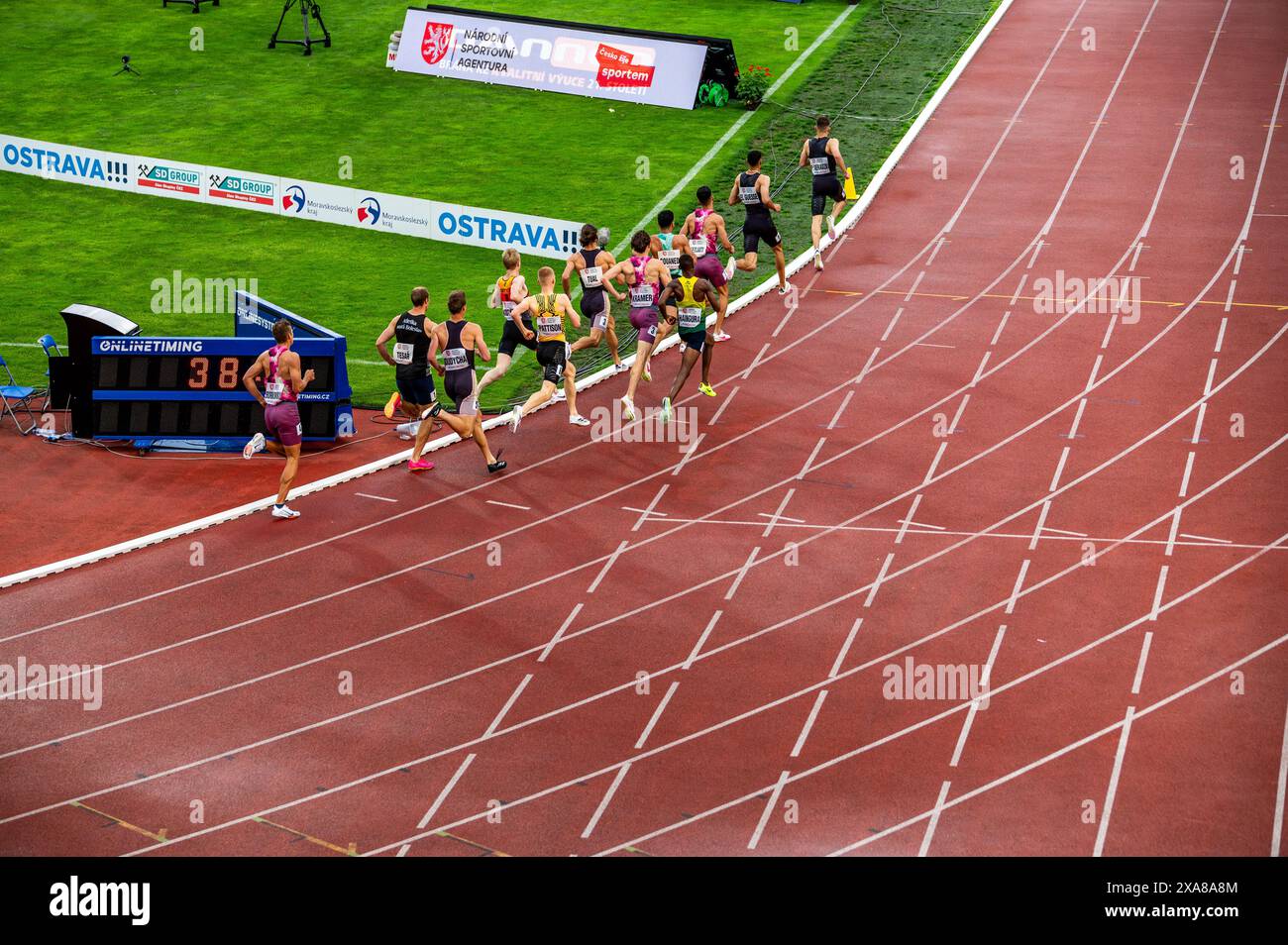OSTRAVA, CZECHIA, MAY 28, 2024: Male Athletes Competing on the Track in ...
