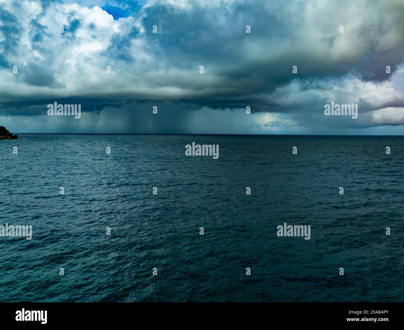 Aerial view of Storm clouds over sea,Sea surface ocean waves background ...