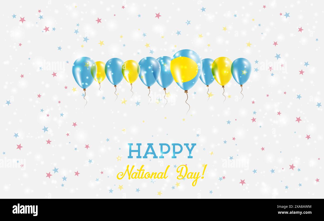 Palau Independence Day Sparkling Patriotic Poster. Row of Balloons in ...