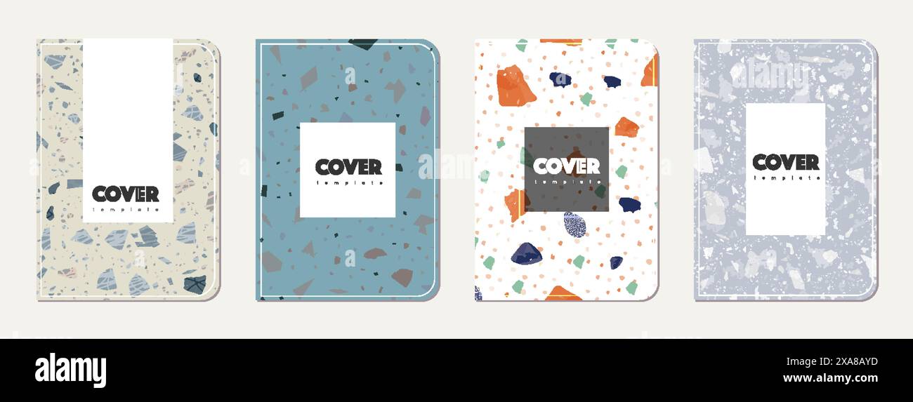 School notebook cover design. Terrazzo abstract background made of ...