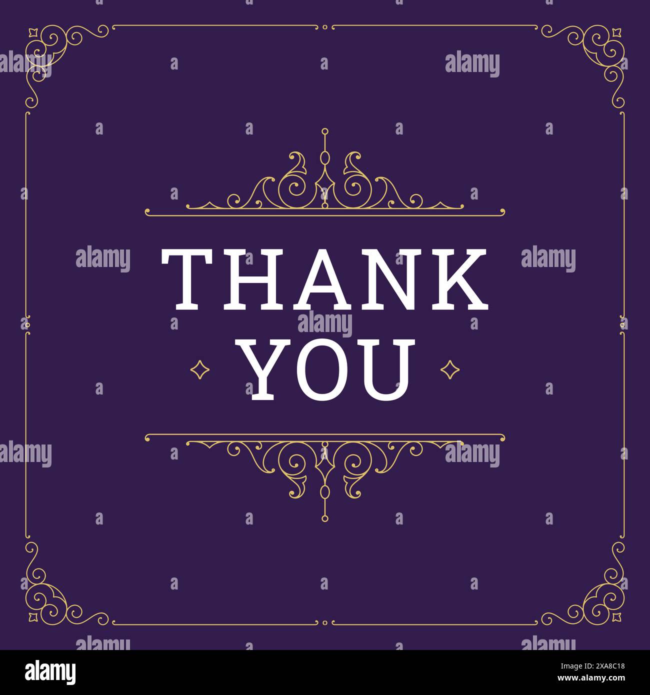 Thank you antique swirl purple card vintage royal ornament frame line ...