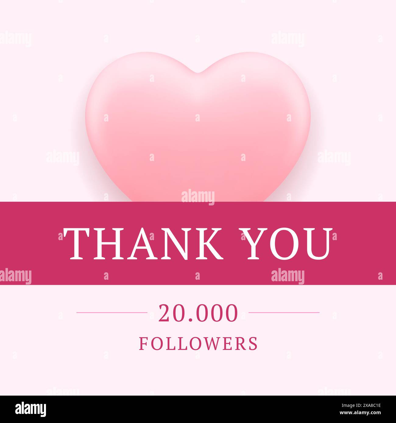 Thank you 20k followers romantic pink heart social media post design ...