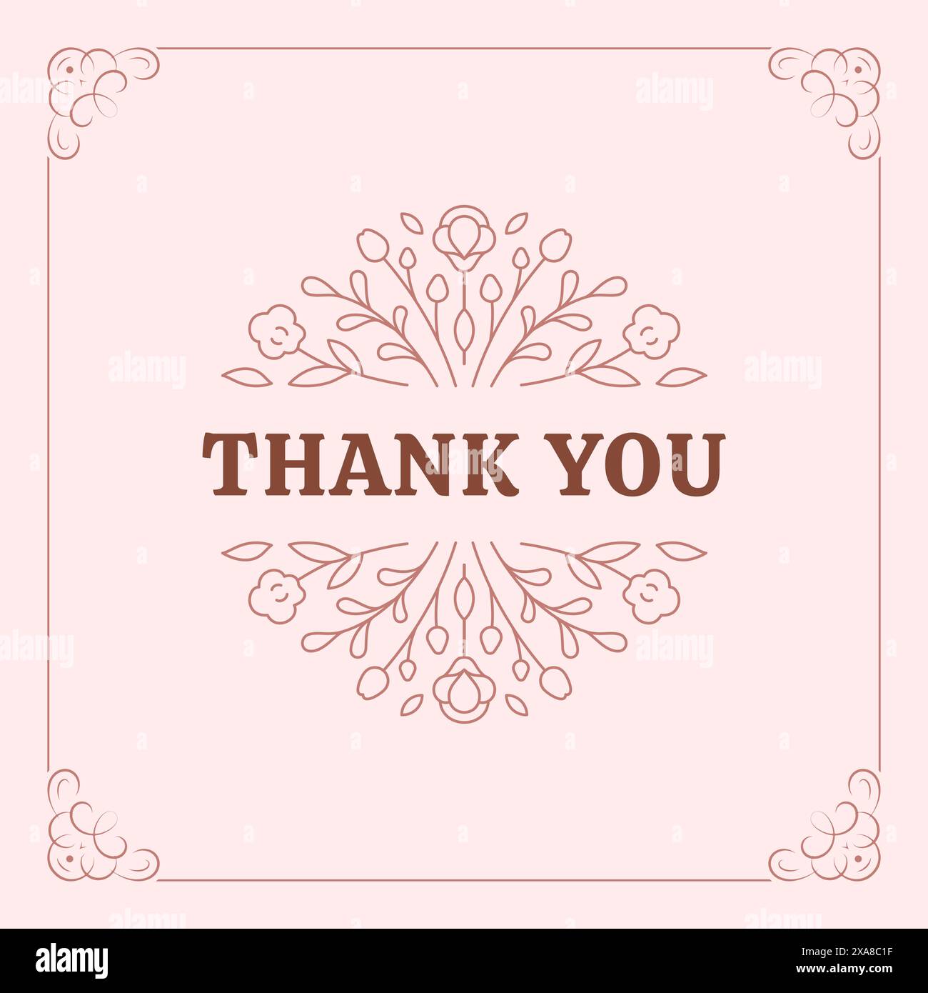 Thank you vintage card flourish botanical blossom plant antique curved ...