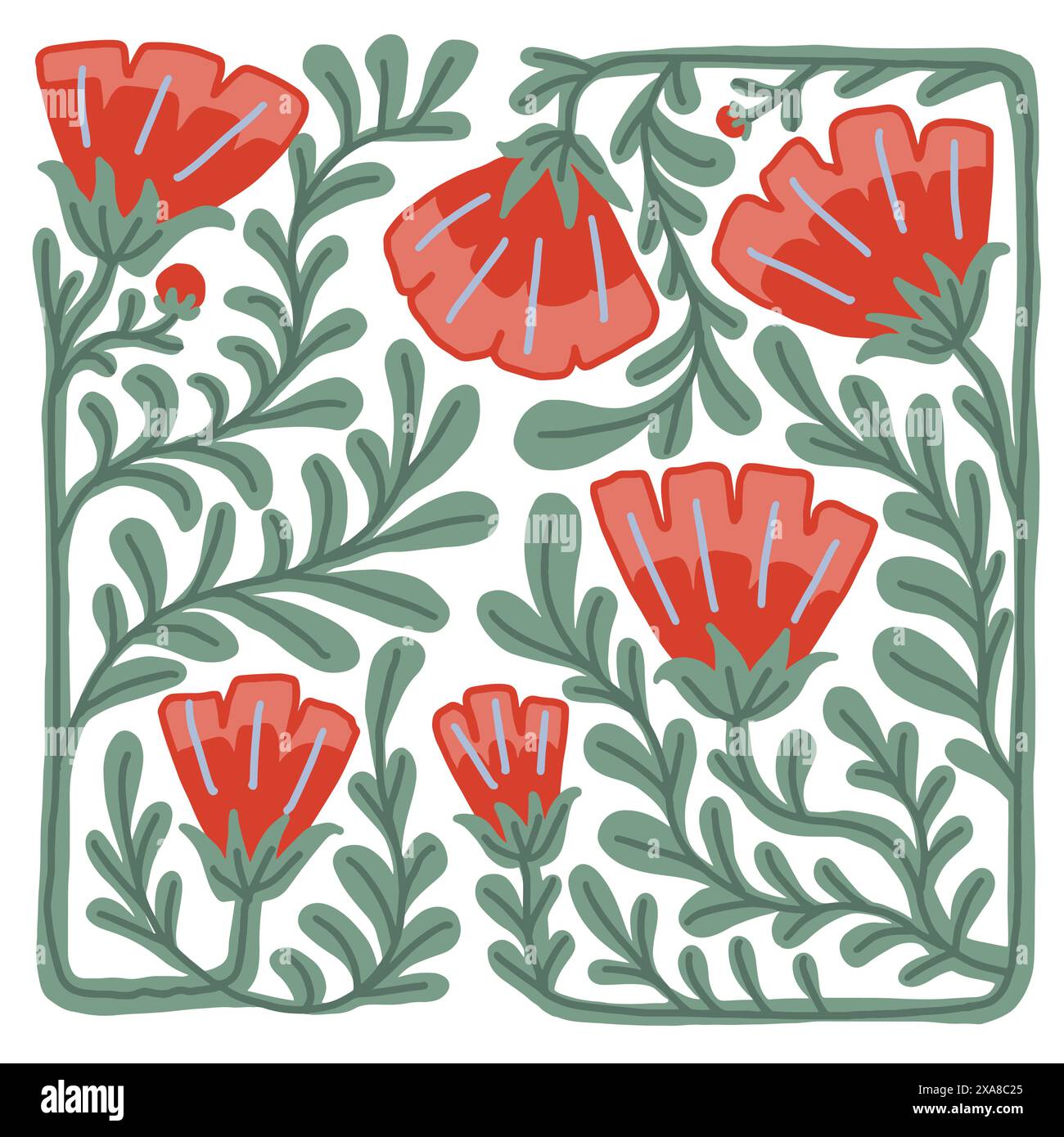 Colorful doodle floral arrangement illustration in a trendy style Stock ...