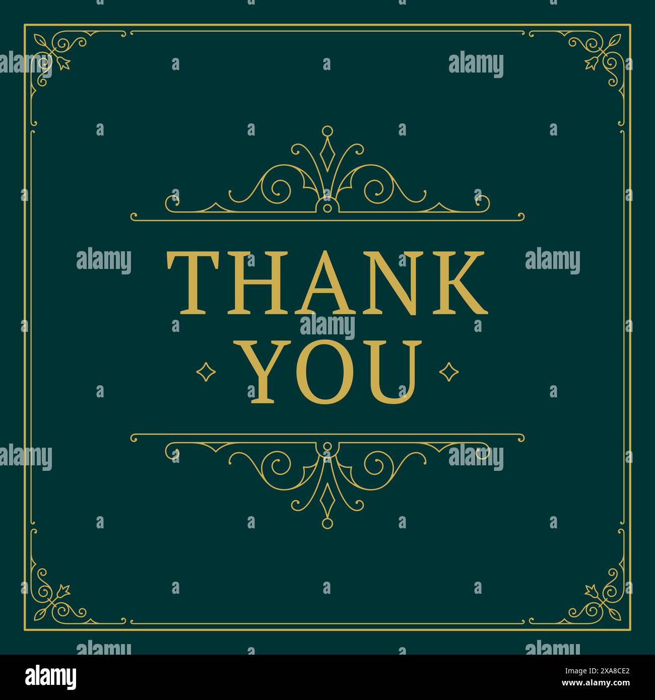 Thank you dark green luxury royal antique ornament frame card vintage ...