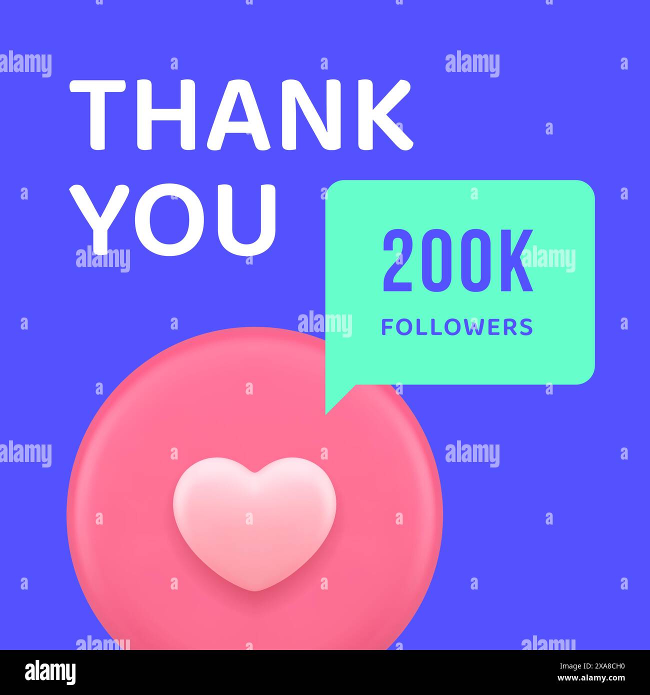 Thank you 200k followers like heart button cyberspace social media post ...