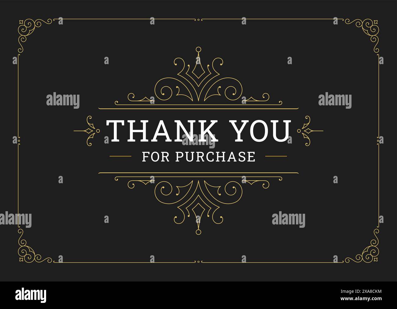 Thank you for purchase black card banner vintage royal swirl ornament ...