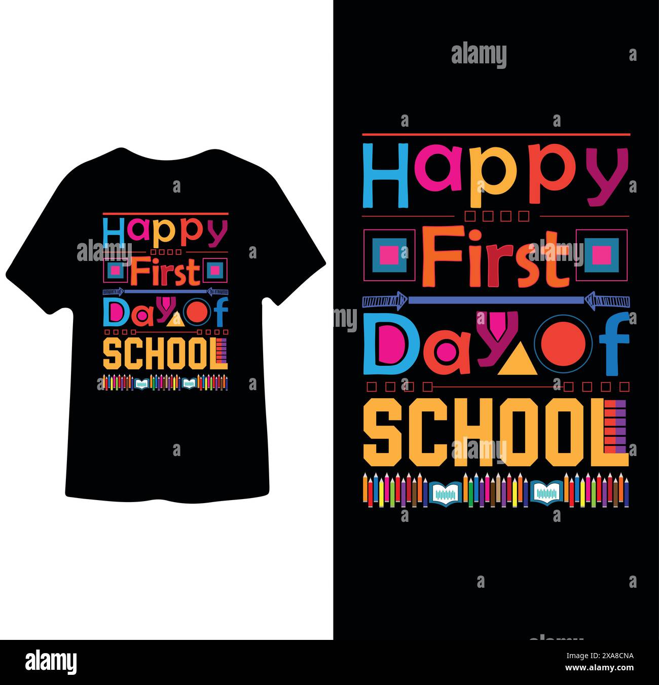 Happy First Day of School, Happy 100th day of school t-shirt Design ...