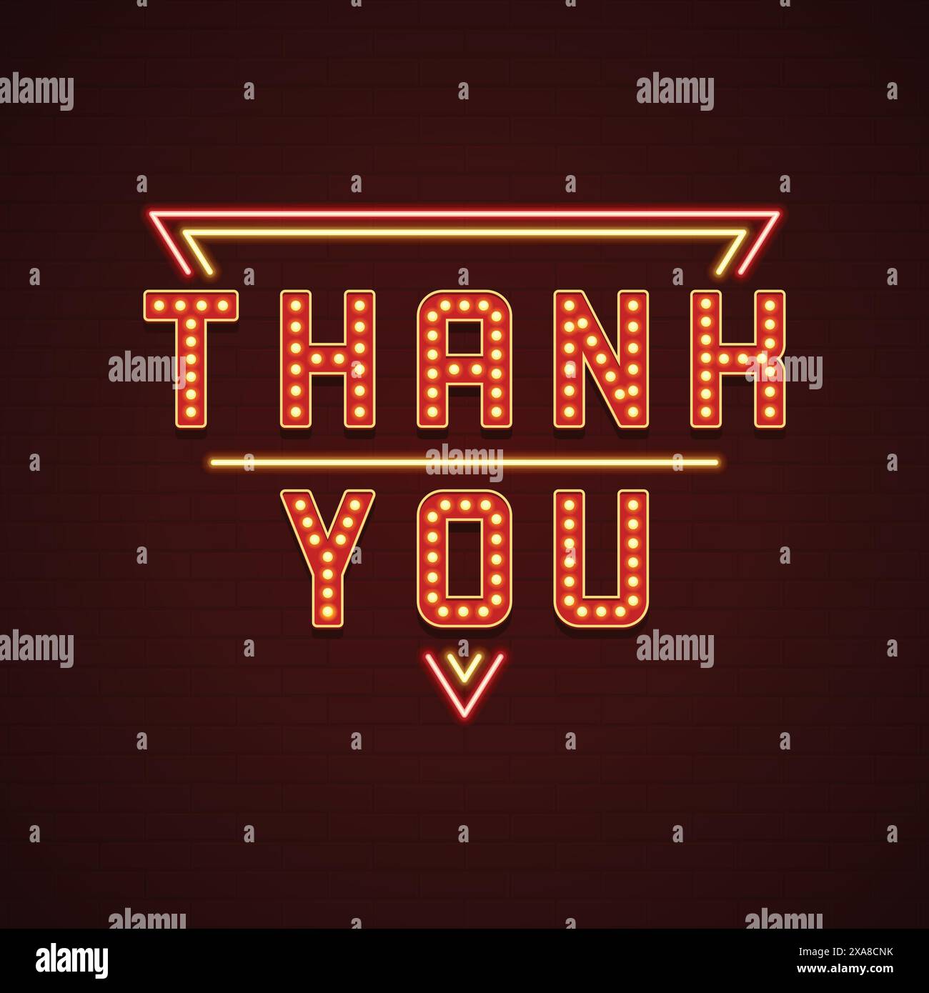 Retro Thank You Message Sign Design. Signage Light Bulbs Frame and Neon ...