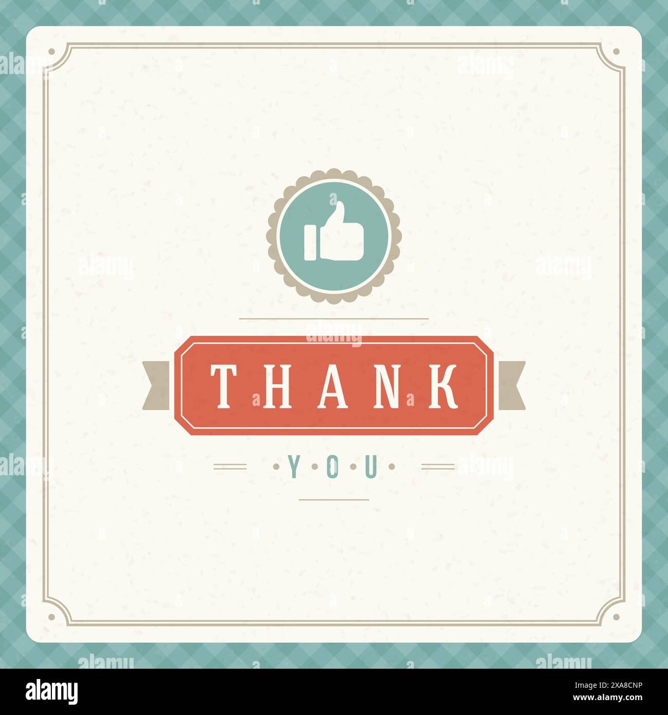 Thank You message text Vintage Greeting Card design template. Retro ...