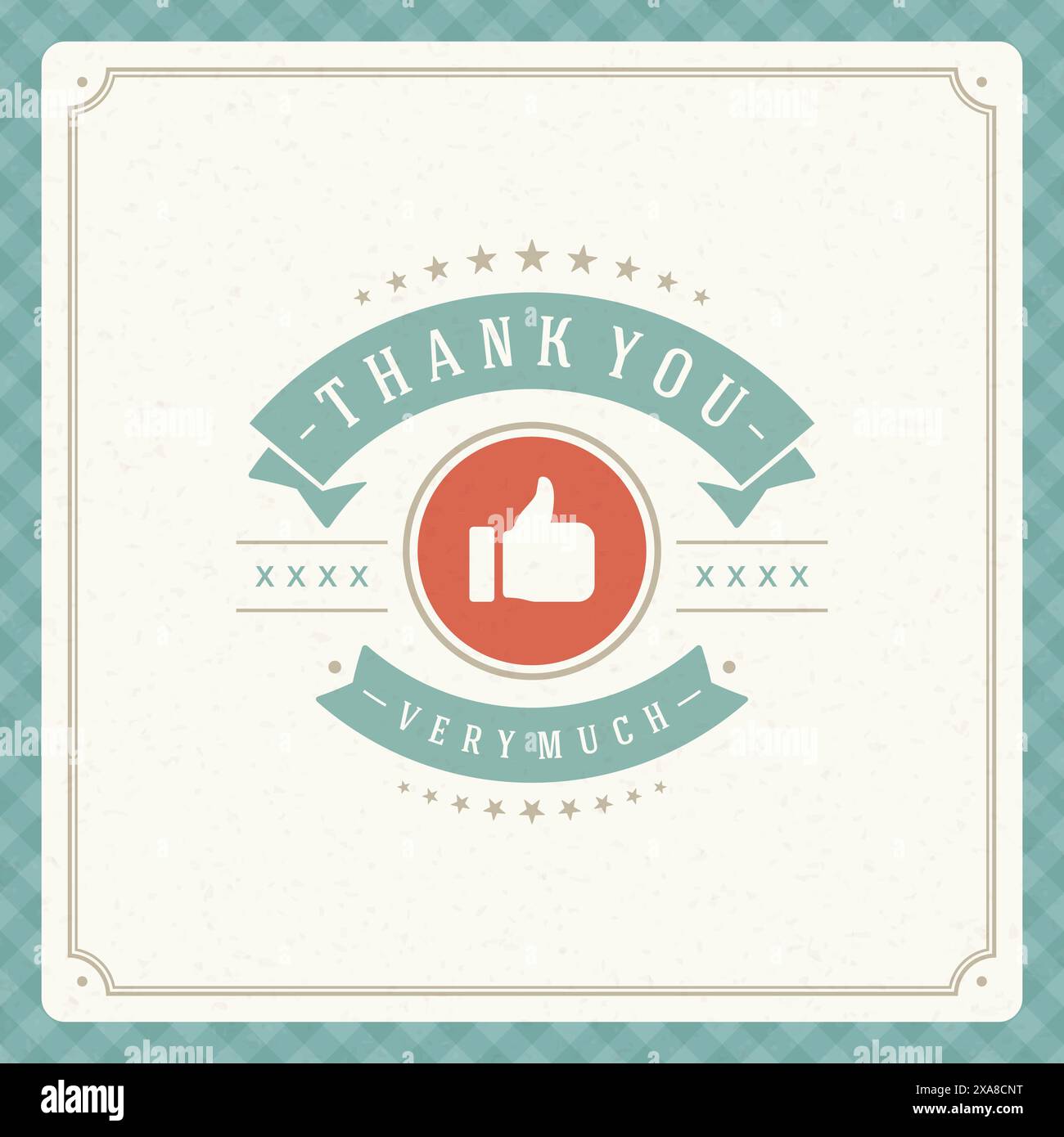 Thank You message text Vintage Greeting Card design template. Retro ...
