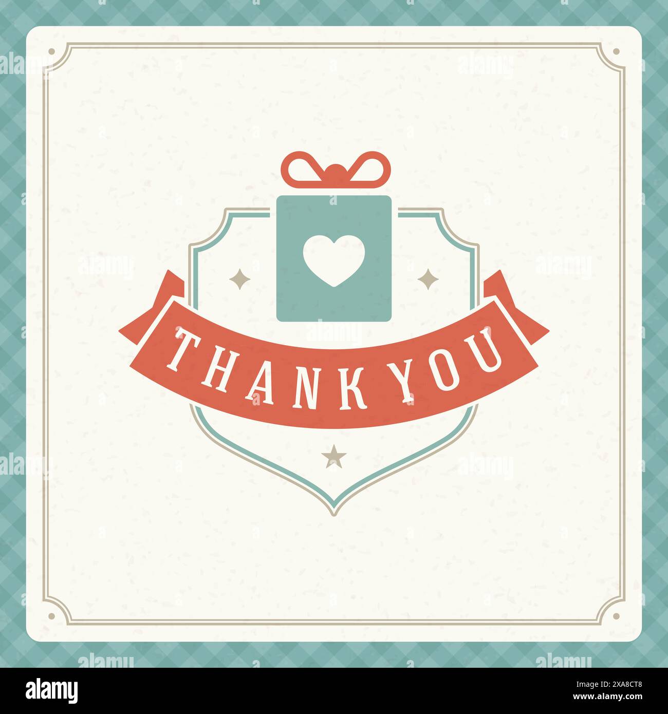 Thank You message text Vintage Greeting Card design template. Retro ...