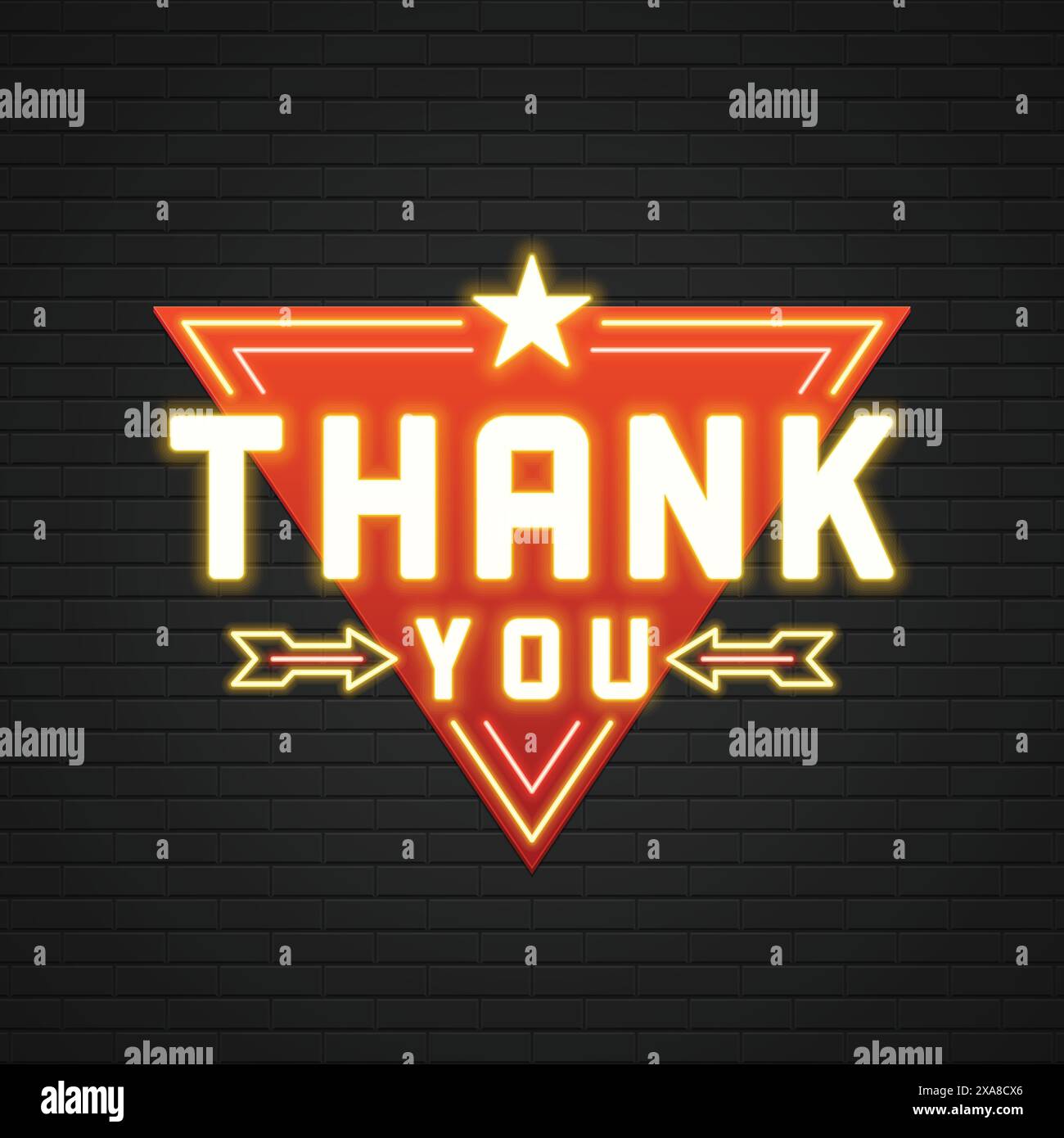 Retro Thank You Message Sign Design. Signage Light Bulbs Frame and Neon ...