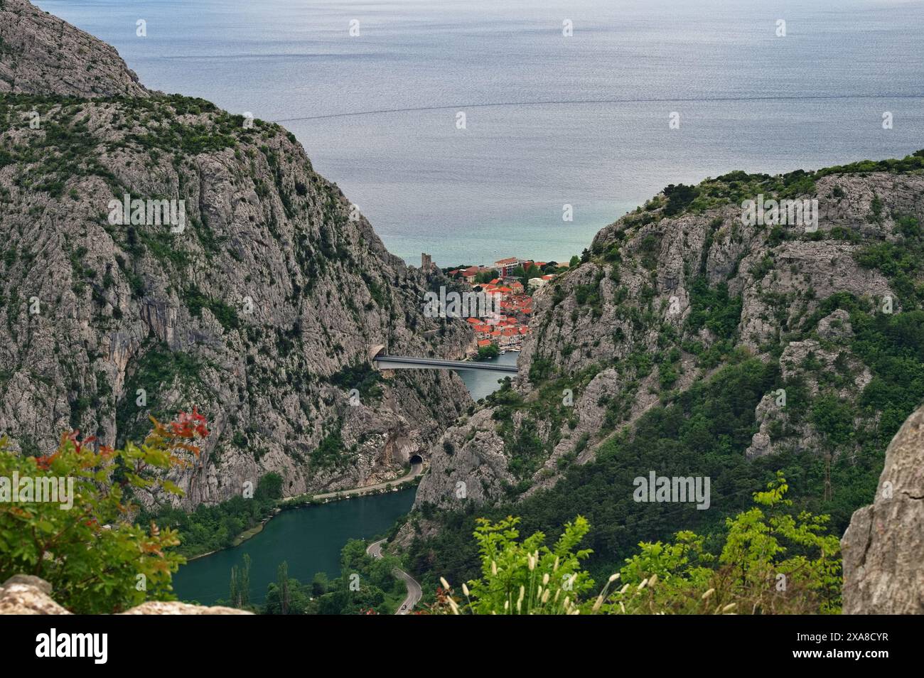 Cetina river canyon and city of Omis in Croatia Stock Photo - Alamy