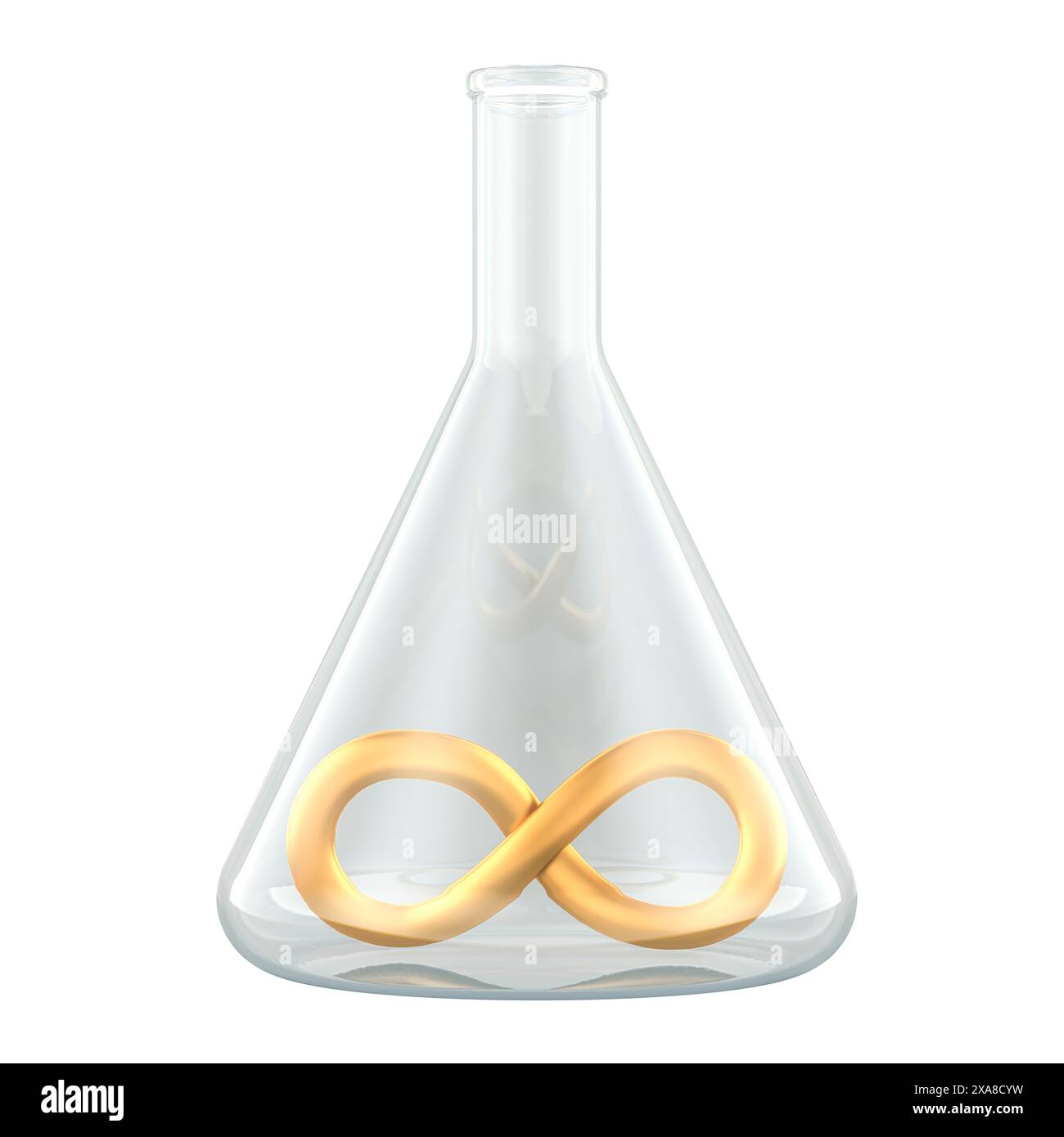 Chemical flask with infinity inside. Biotechnology research ...