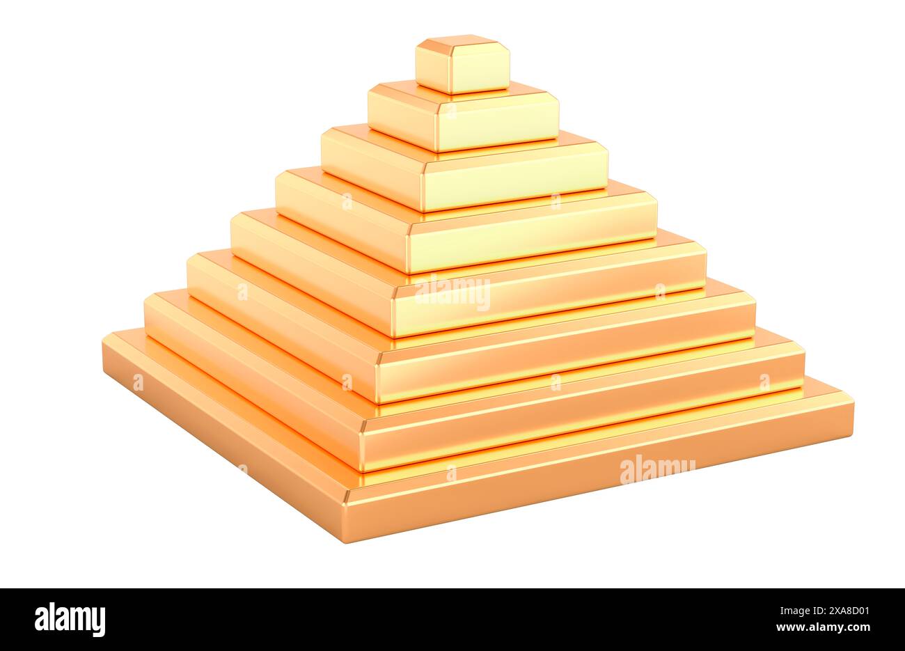 Golden pyramid. Business logotype, concept. 3D rendering isolated on ...