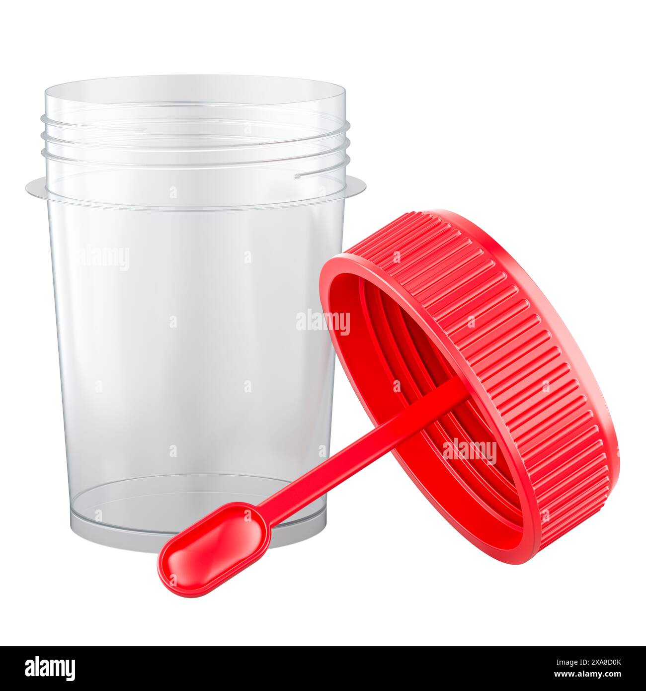 Stool specimen container with spoon. 3D rendering isolated on white ...