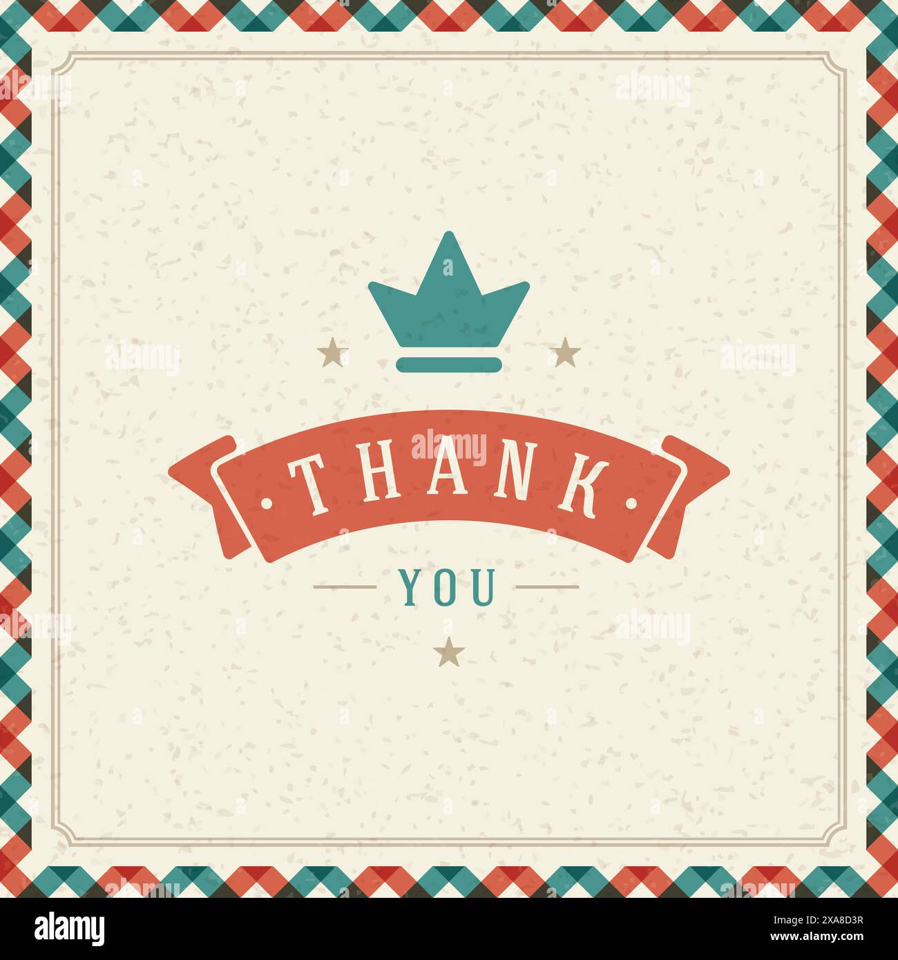 Thank You message text Vintage Greeting Card design template. Retro ...